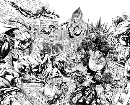 Godzilla Destroys The Marvel Universe #1 (2025) second print brooks b&w ...